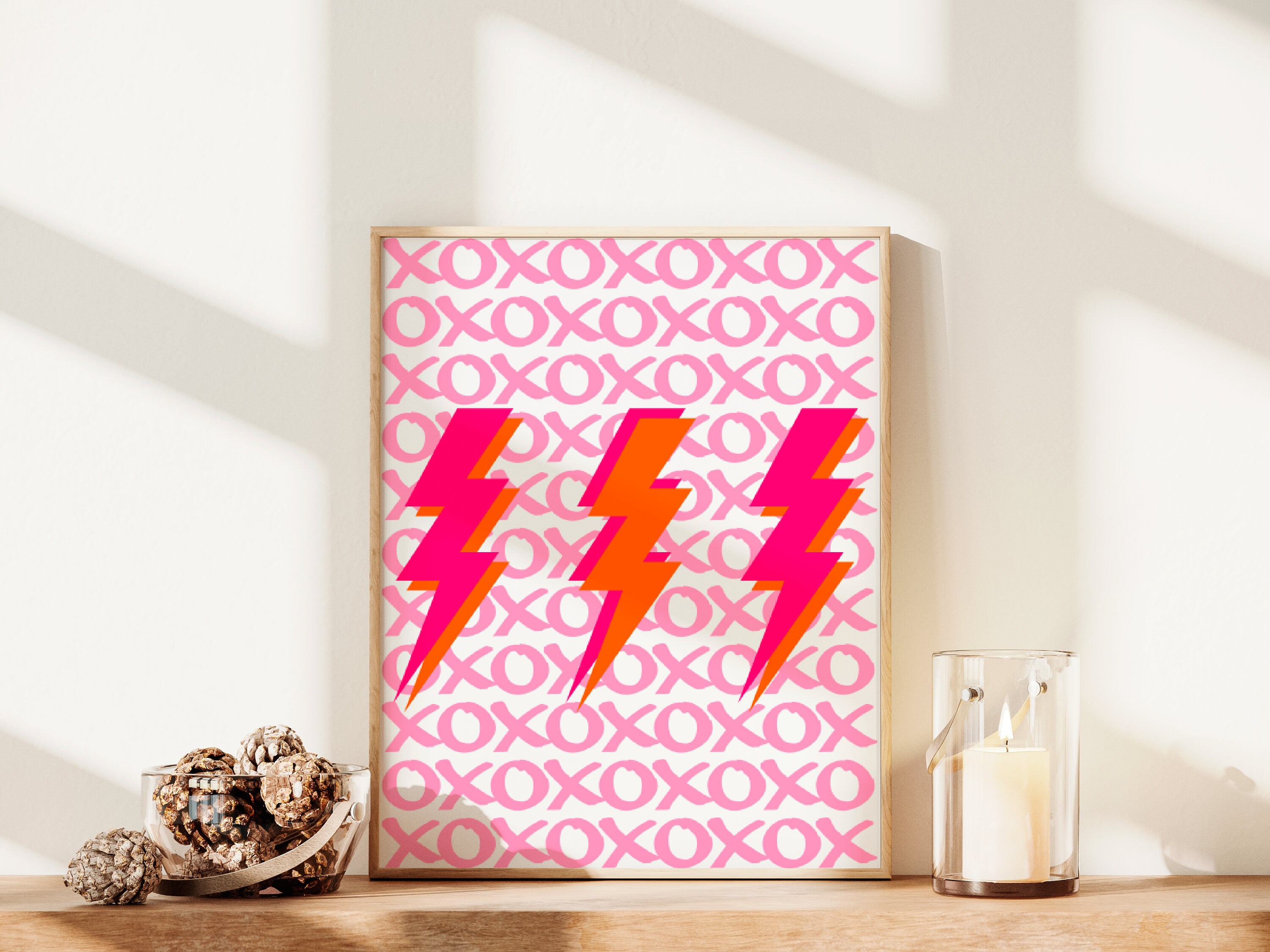 Preppy Thunder Wall Art, Preppy Room Decor, Preppy Lightning Bolt Print ...