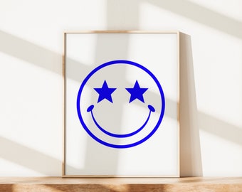 Smiley Face Poster, Set of 2, Wall Art Print Trendy, Smiley Face Print ...