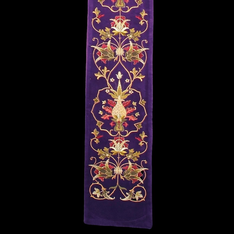 Luxurious Purple Stole With Intricate Gold Embroidery - Etsy