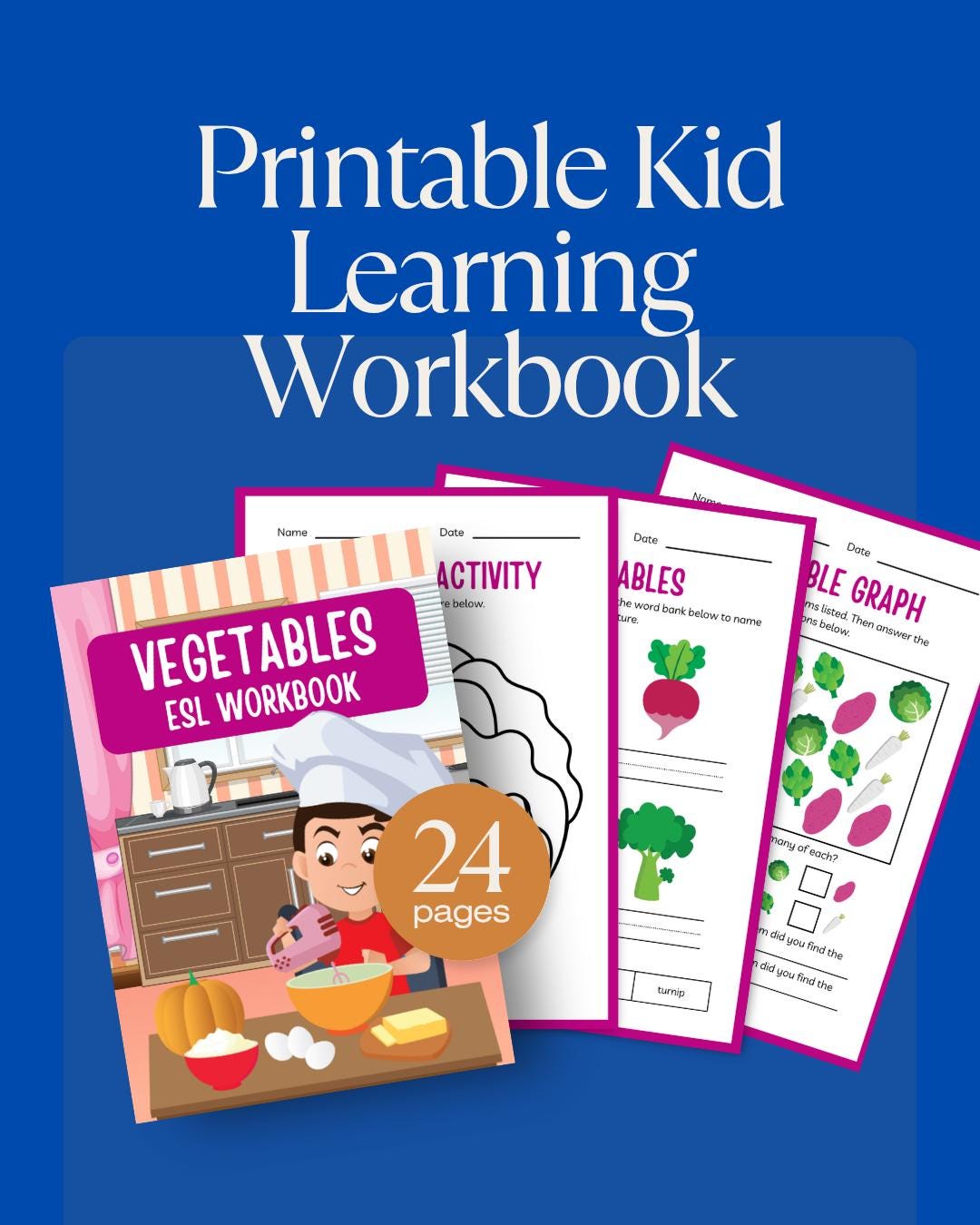 Printable ESL Vegetables Workbook for Kids | Preschool & Elementary ...