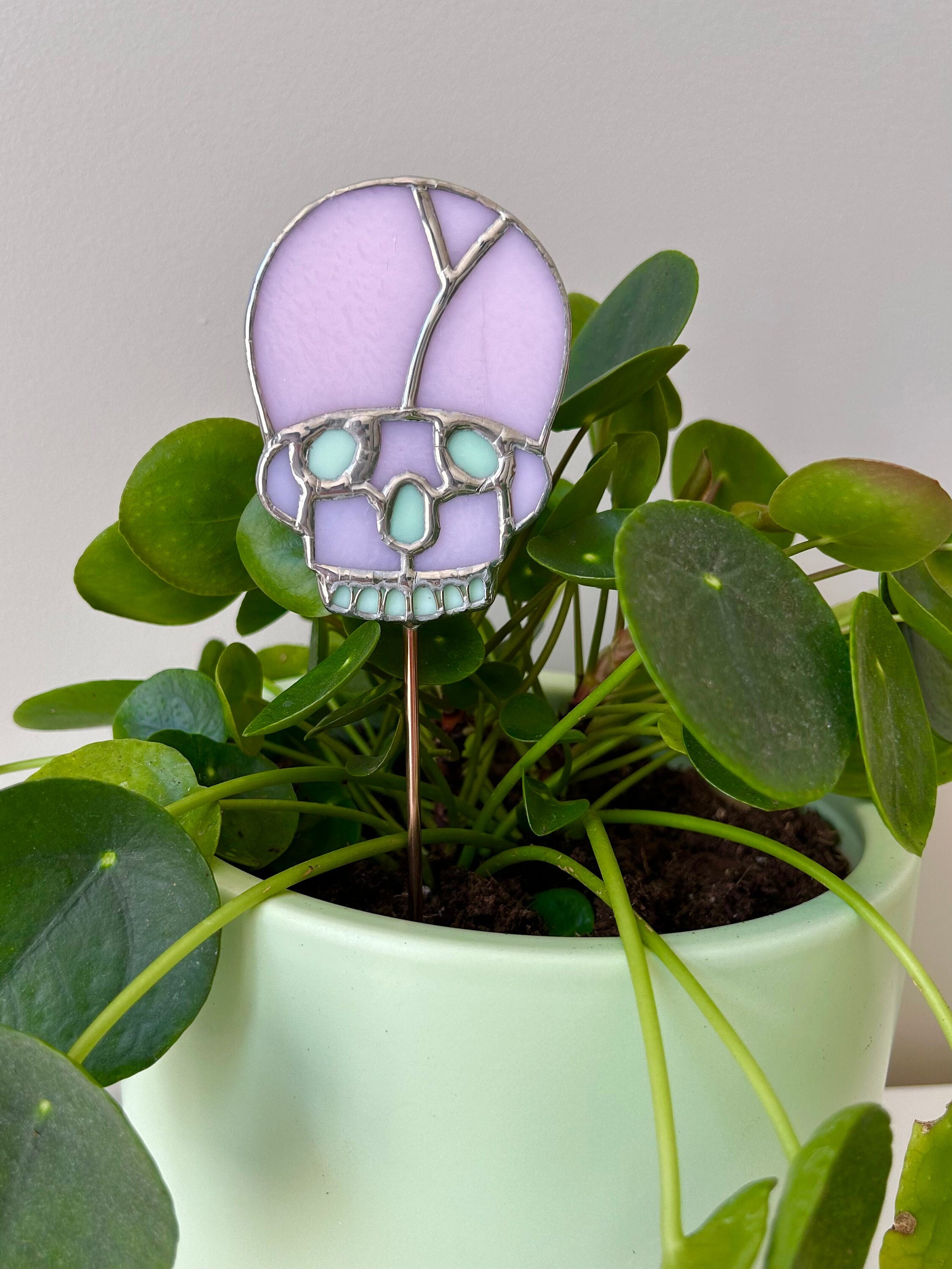Stained Glass Skull Plant Stake - Etsy