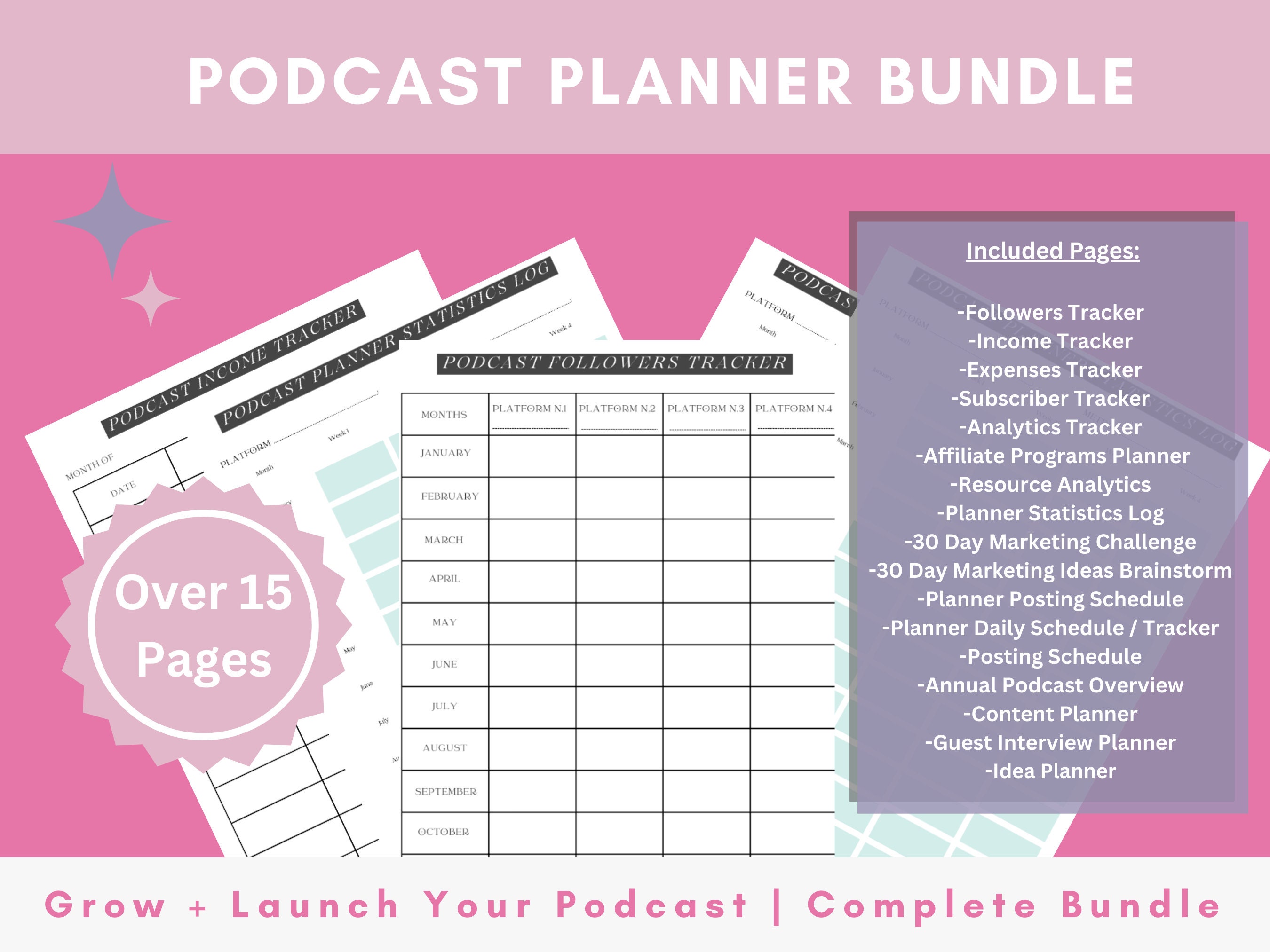 Podcast Planning Bundle - Printable Podcast Planner to Launcg and ...