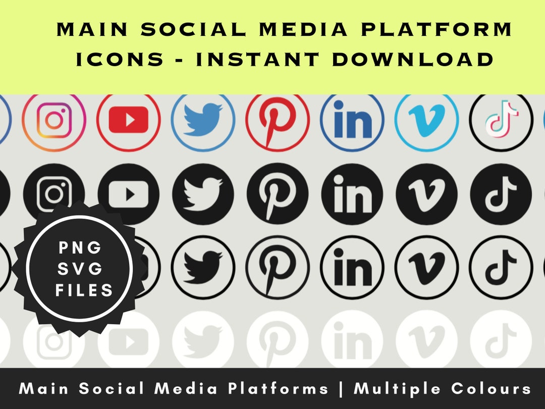 Social Media Icons - Multiple Colour Options - Main Social Media ...