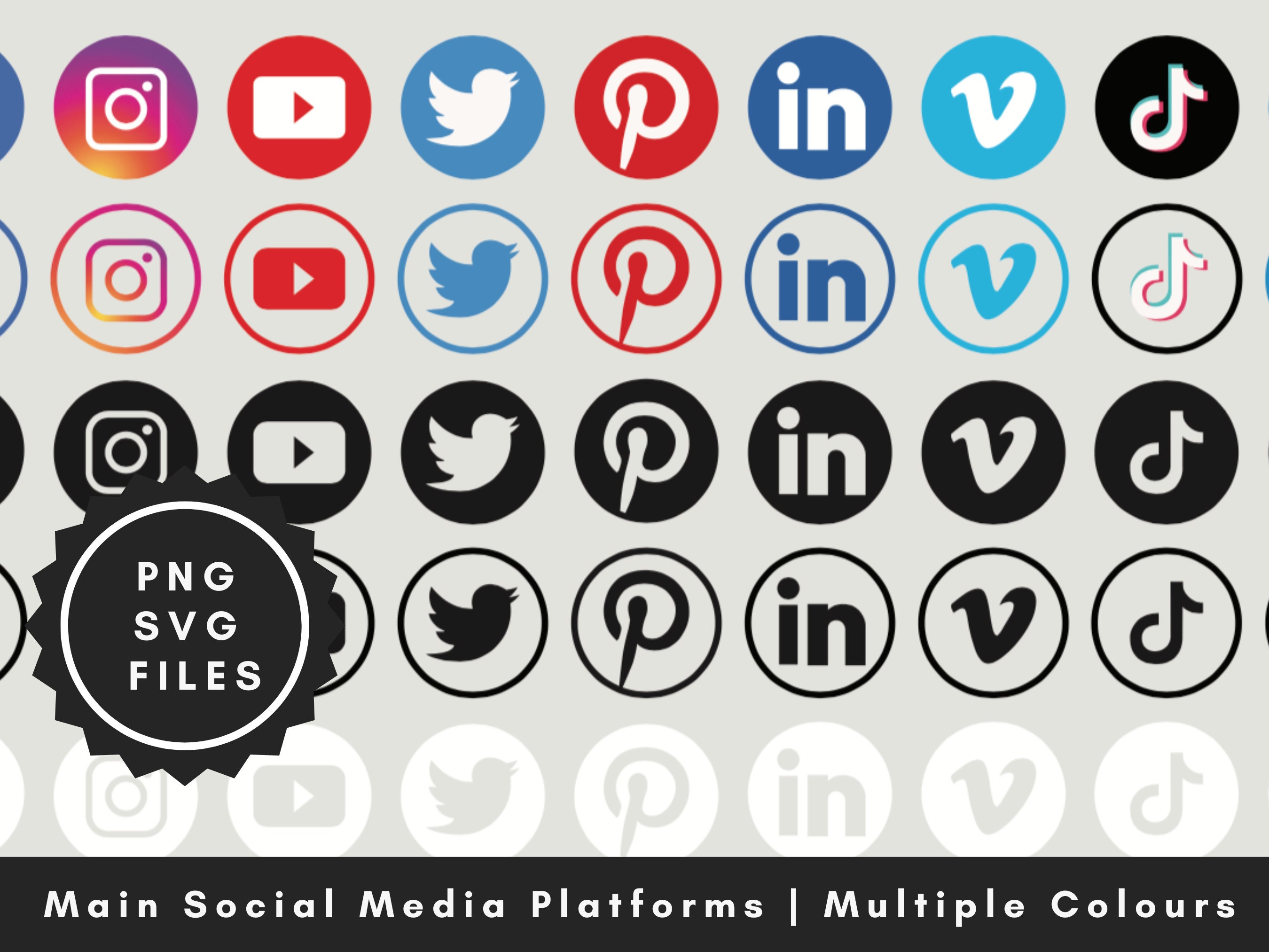 Social Media Icons - Multiple Colour Options - Main Social Media ...