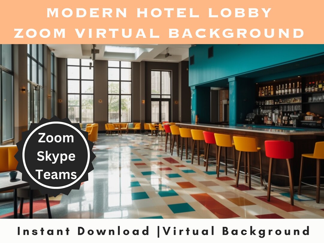 Virtual Modern Bright Hotel Lobby Video Conferencing Background ...