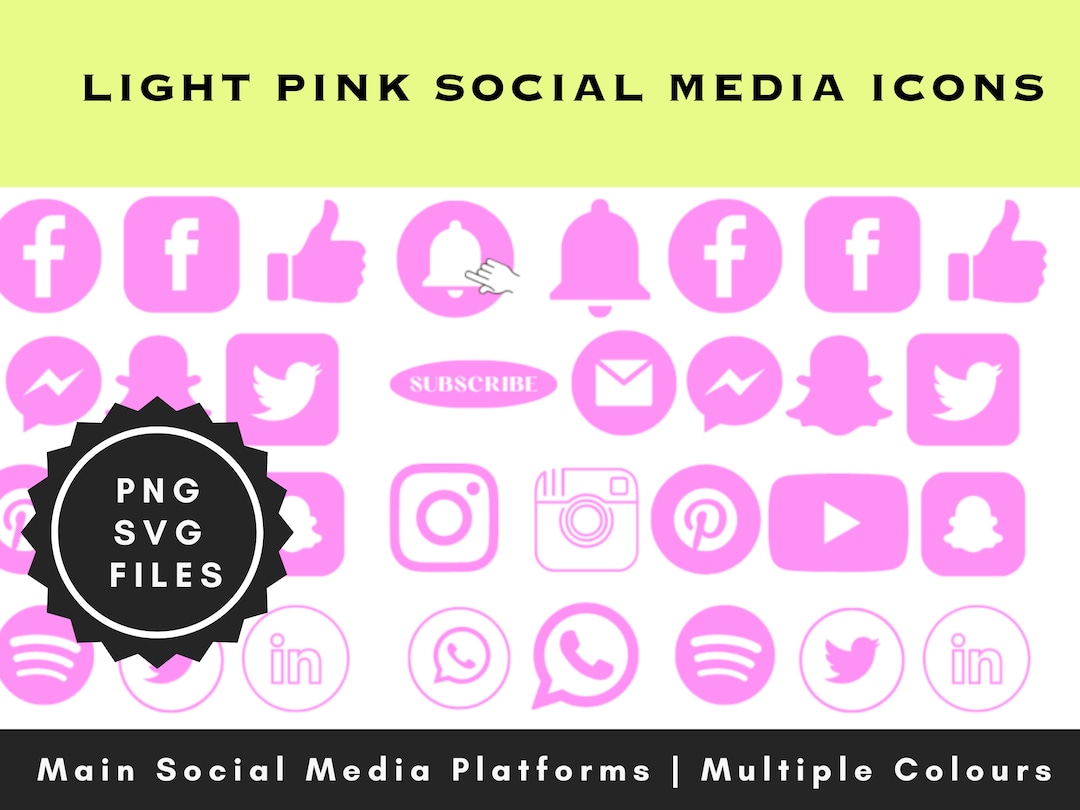 Light Pink Social Media Icons - Social Media Logos - Main Social Media ...