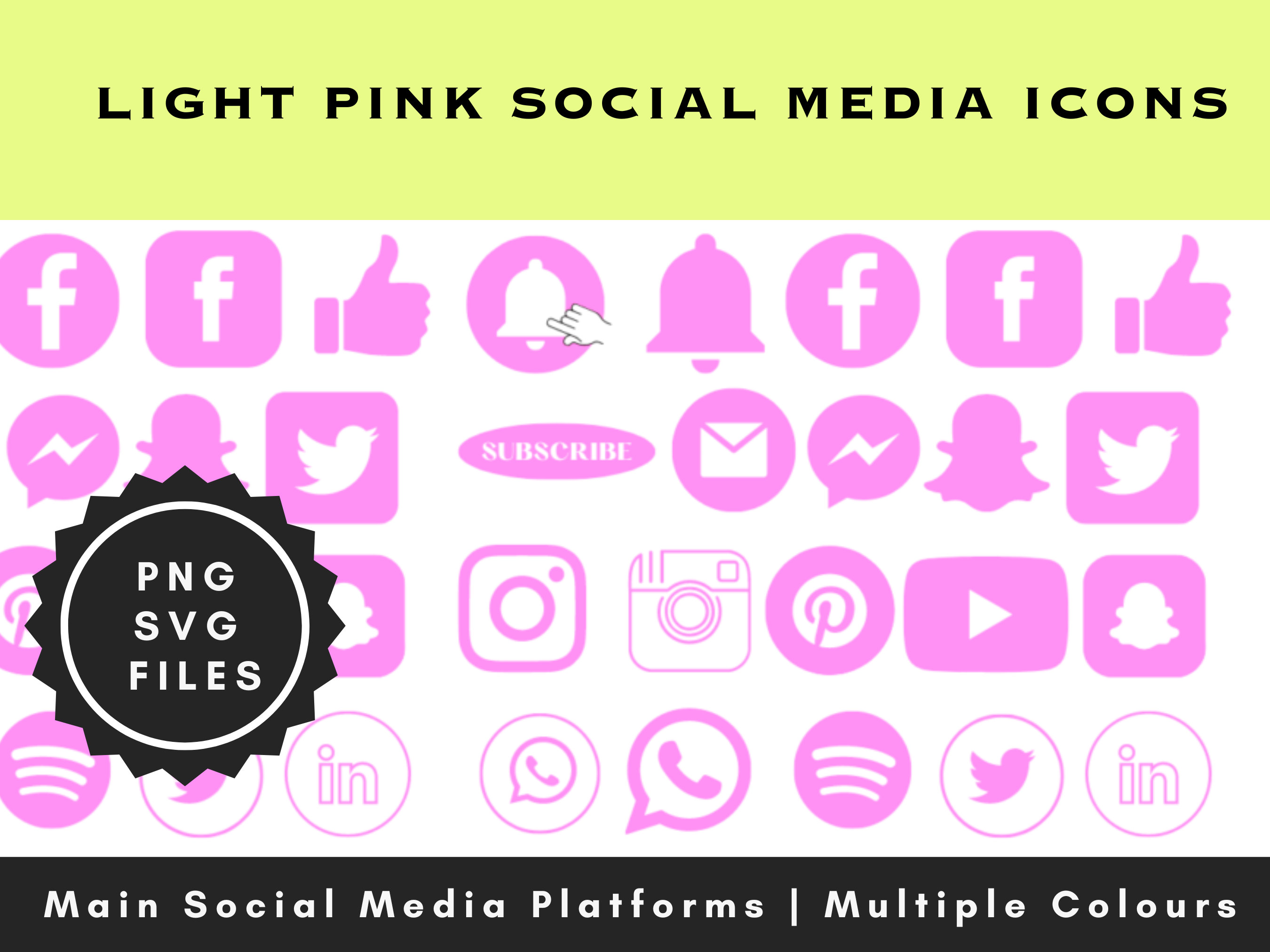 Light Pink Social Media Icons - Social Media Logos - Main Social Media ...