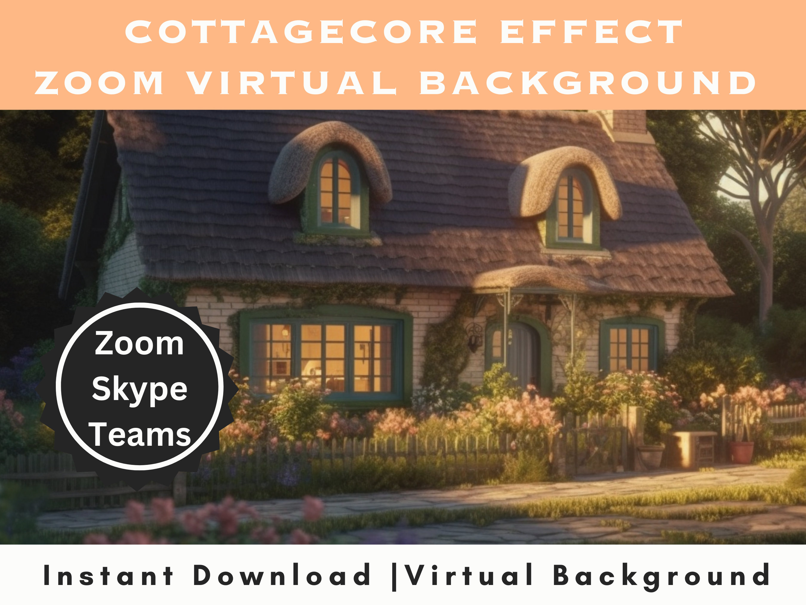 Cottagecore Virtual Background, Cottage Background for Zoom, Aesthetic ...