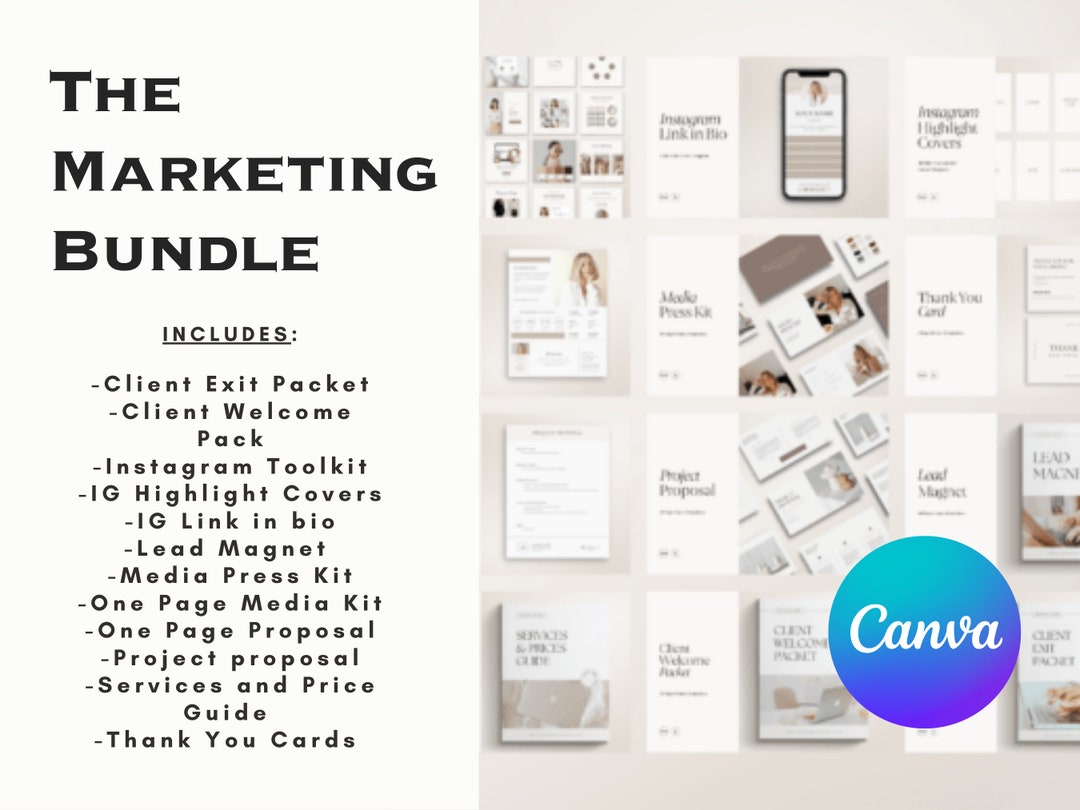 Marketing Bundle Template Set for Canva | Editable Product Proposals ...