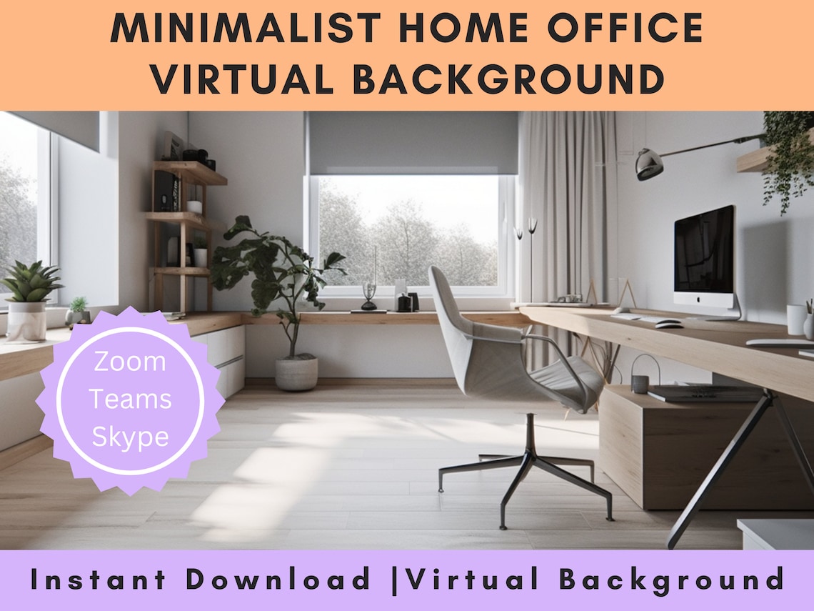 Minimalist Home Office Virtual Zoom Background - Professional Quality ...