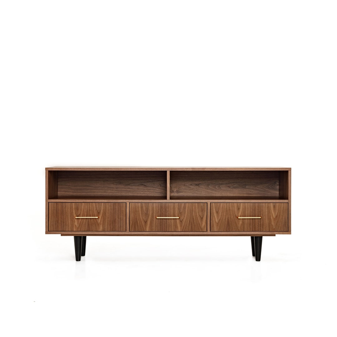 Sideboard Commode Credenza Walnut Veneer With 2 Shelves and - Etsy