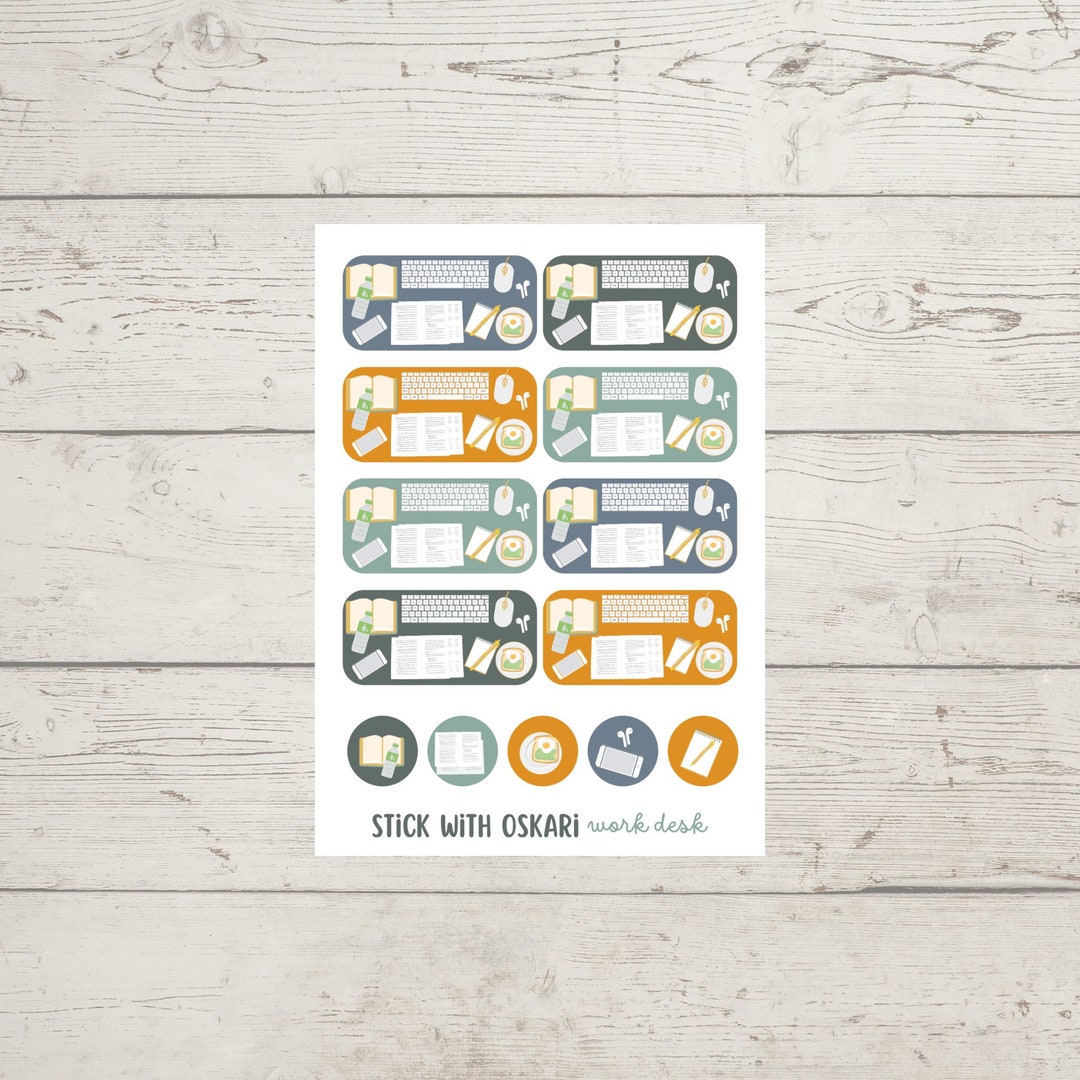 Graphic Colorful Desk Stickers work Desk for Bullet Journal, Scheduling ...