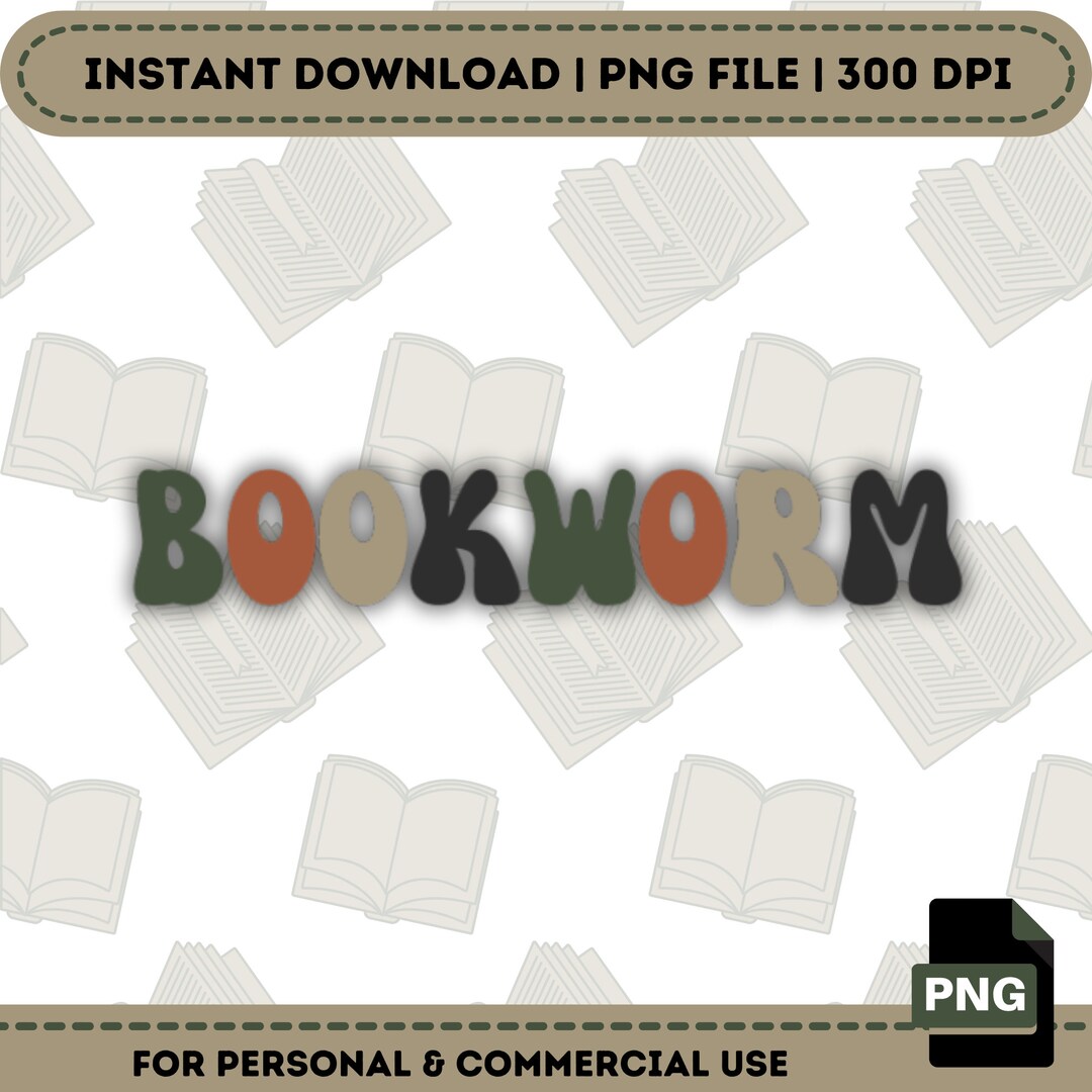 Bookworm Reader PNG, Bookish PNG, PNG for Sublimation, Png for Stickers ...