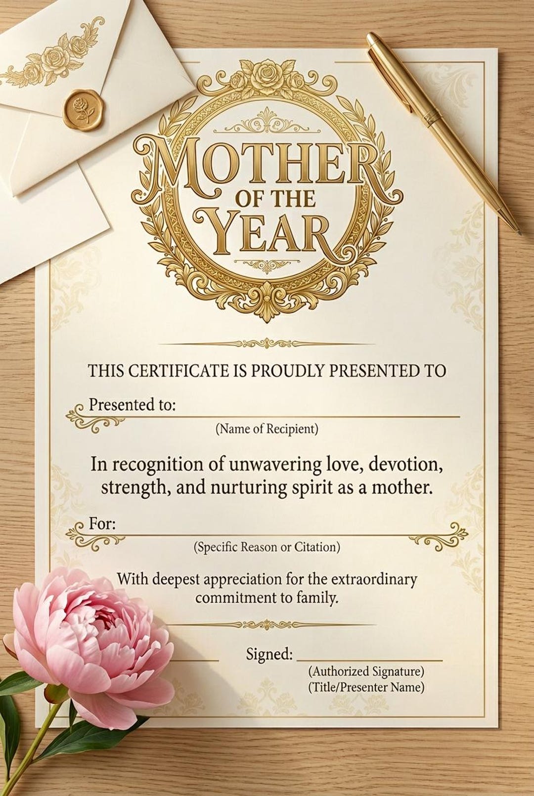 Mother of the Year Award Certificate, Printable Gift for Mom - Etsy