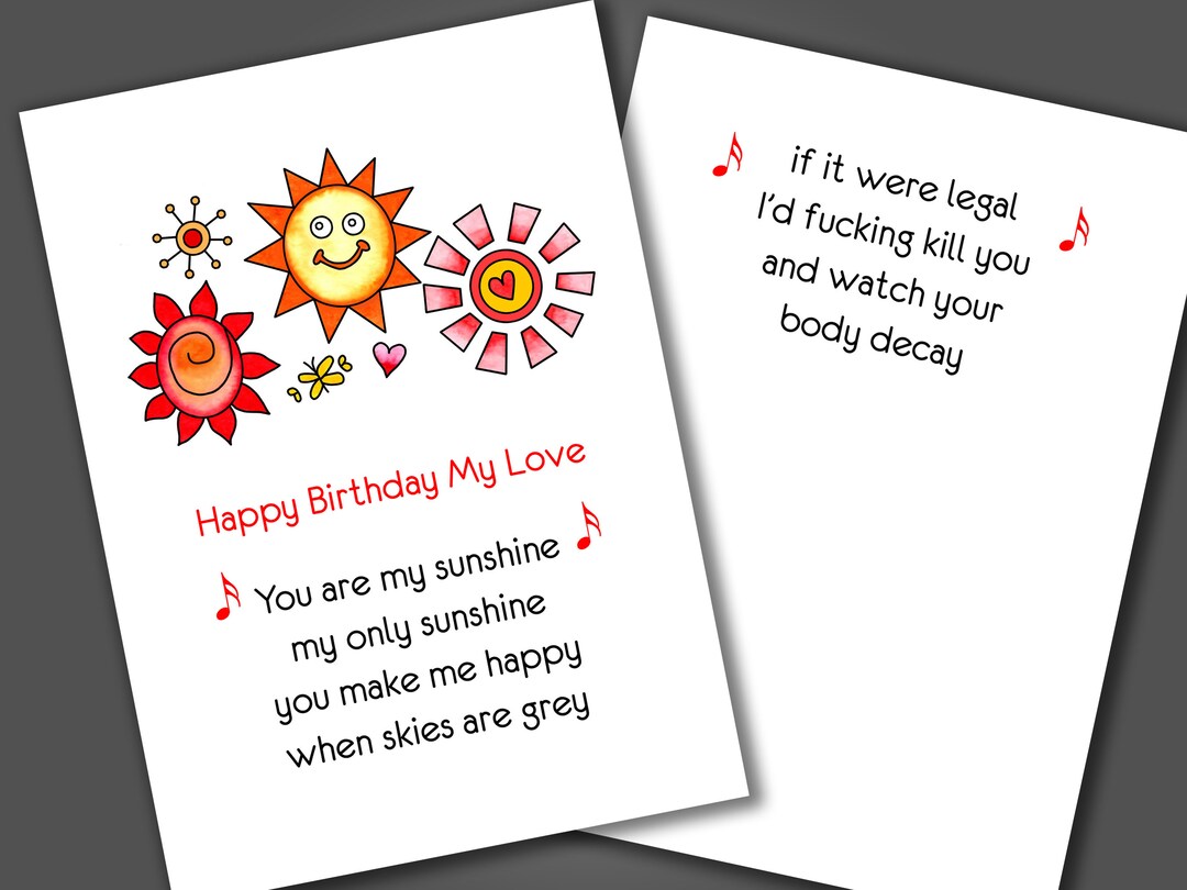 You Are My Sunshine Birthday Card, Funny Birthday Card, Happy Birthday ...