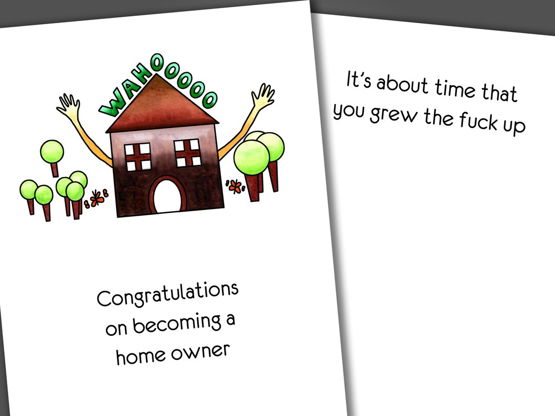 Finally Grew up New Home Card, Funny Congratulations Card, Funny Adult ...