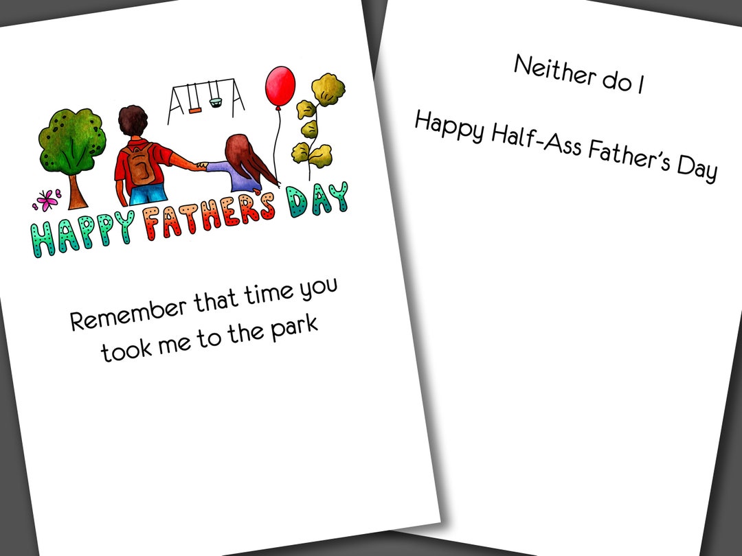 Funny 'half-ass' Father's Day Card, Watercolor Design - Etsy
