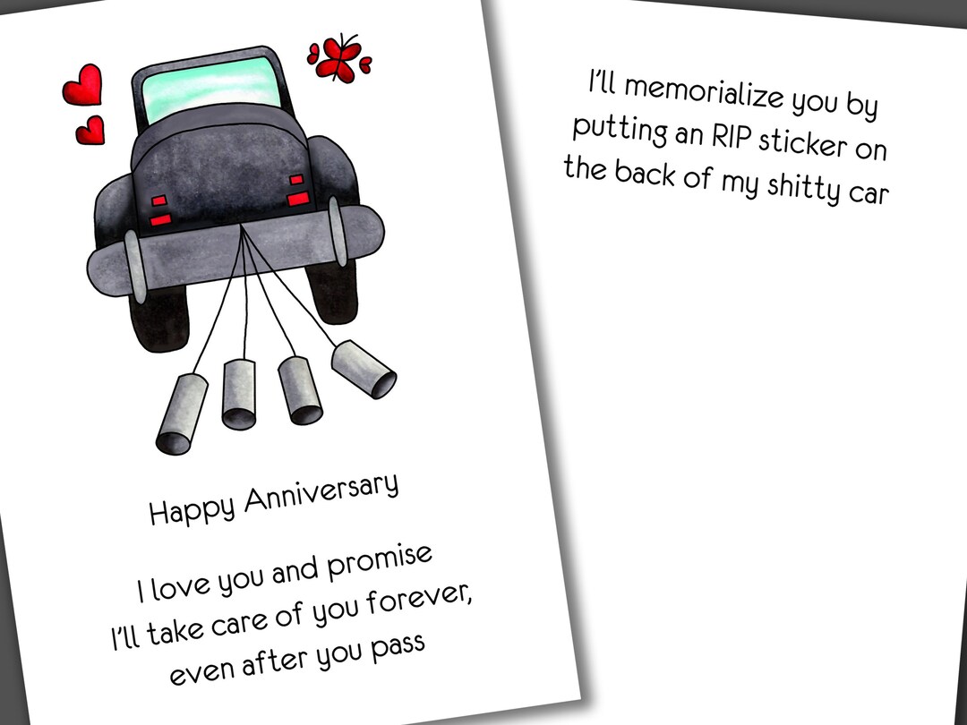 RIP Sticker on Car Anniversary Card, Happy Anniversary Card, Funny Love ...