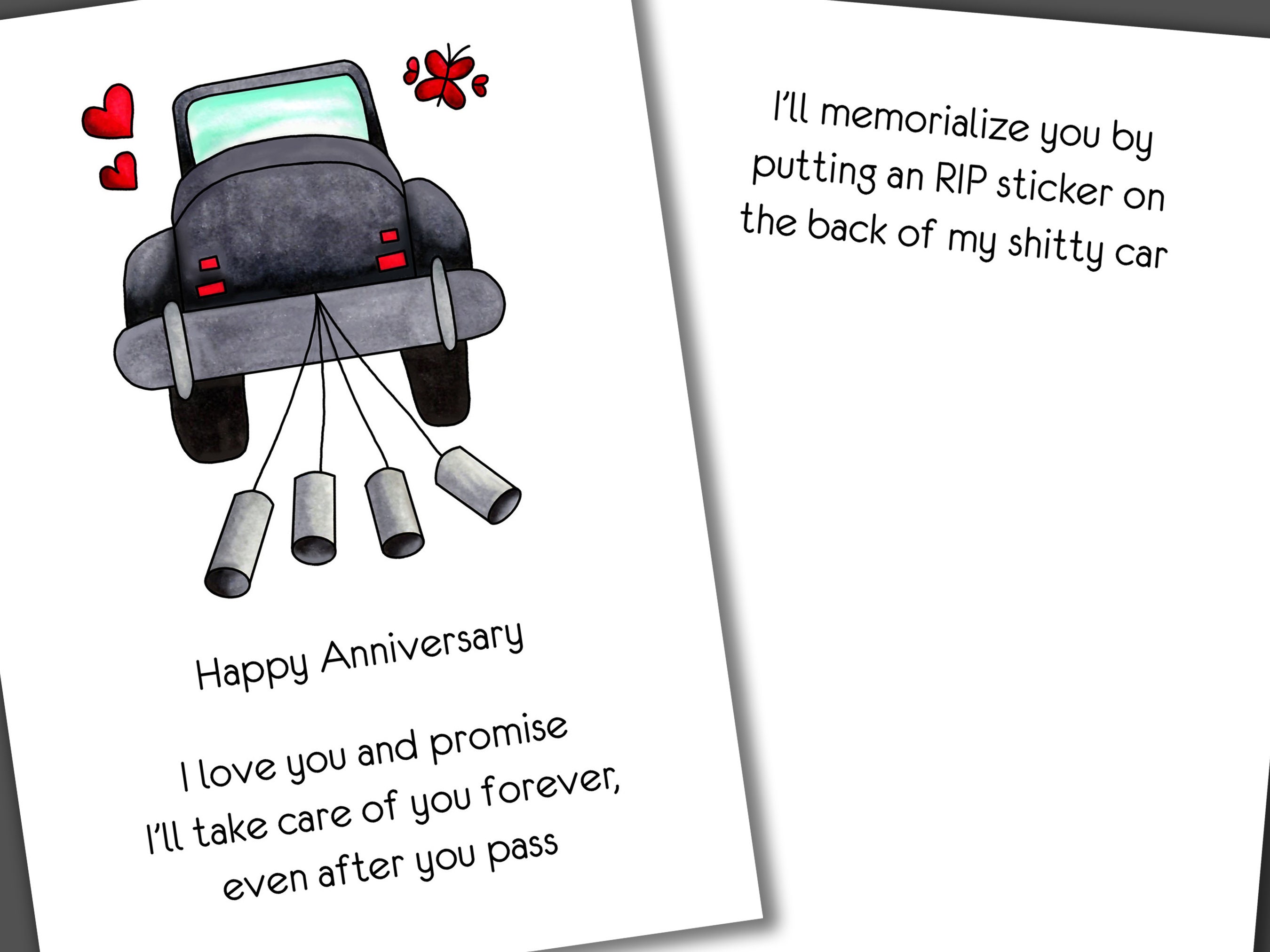 RIP Sticker on Car Anniversary Card, Happy Anniversary Card, Funny Love ...