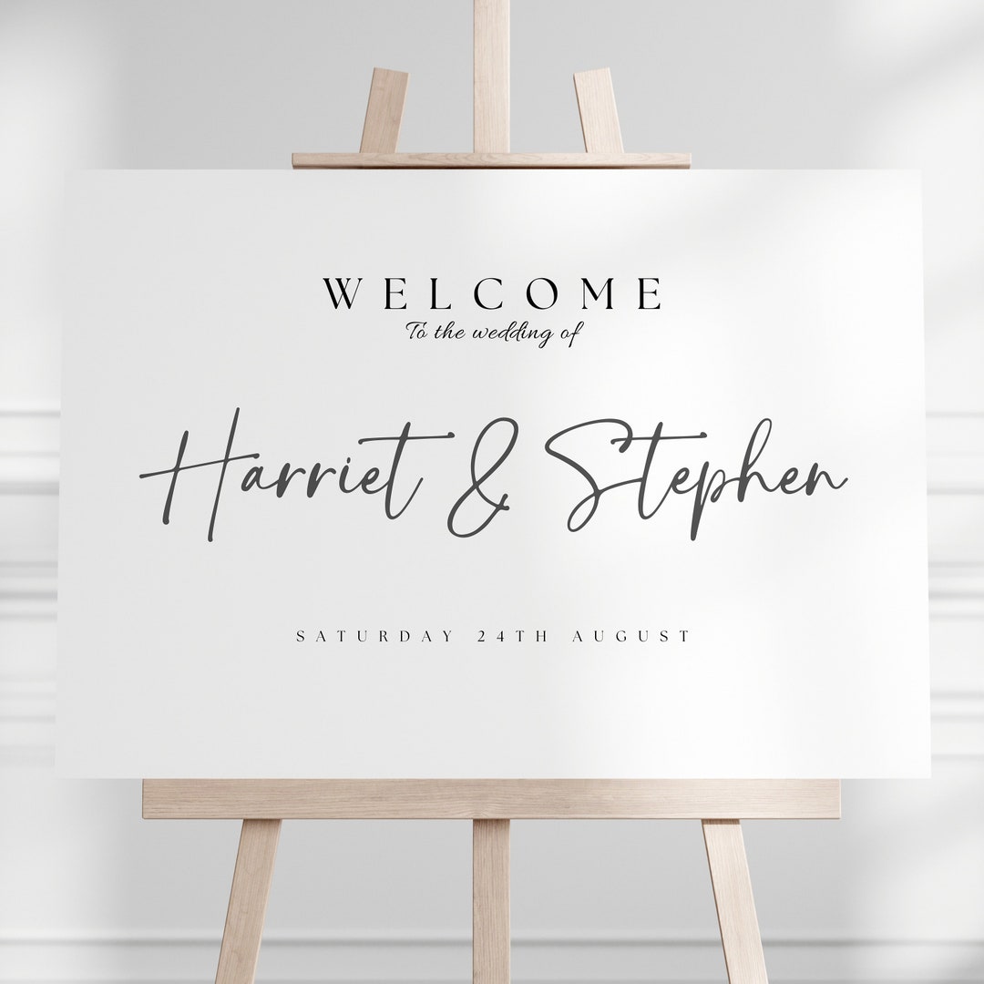 Wedding Welcome Sign, Minimalist Personalised Sign Board, Modern ...