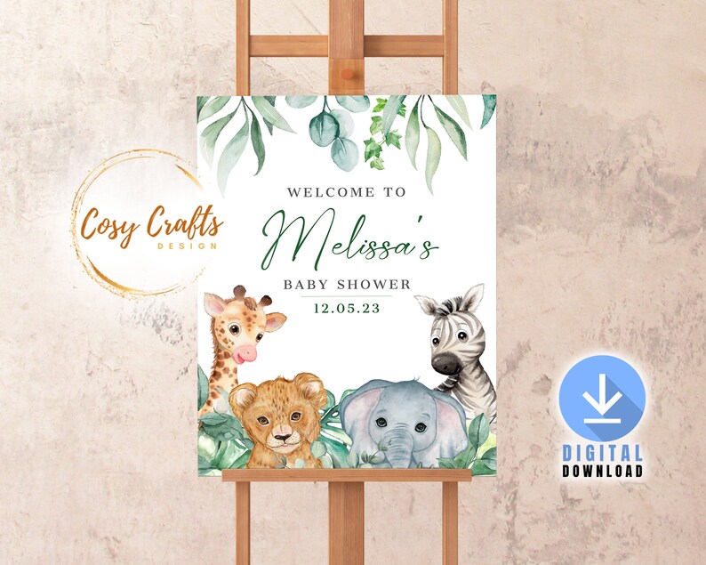 Safari Baby Shower Welcome Sign Jungle Animal Poster - Etsy UK