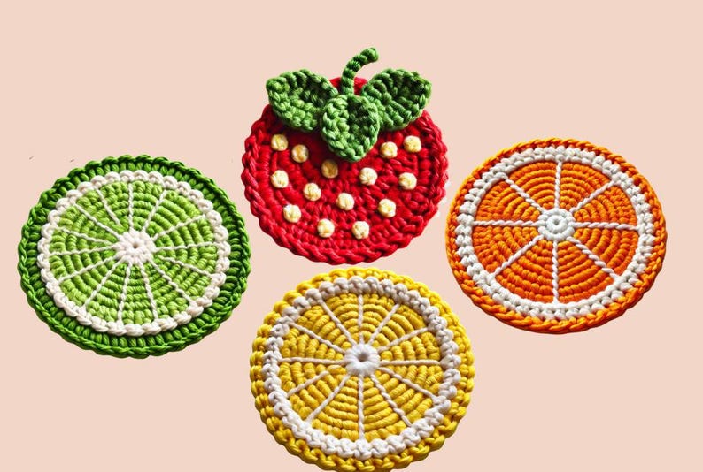 Crochet Summer Fruits Coaster Pattern: Beginner Friendly (PDF Pattern ...