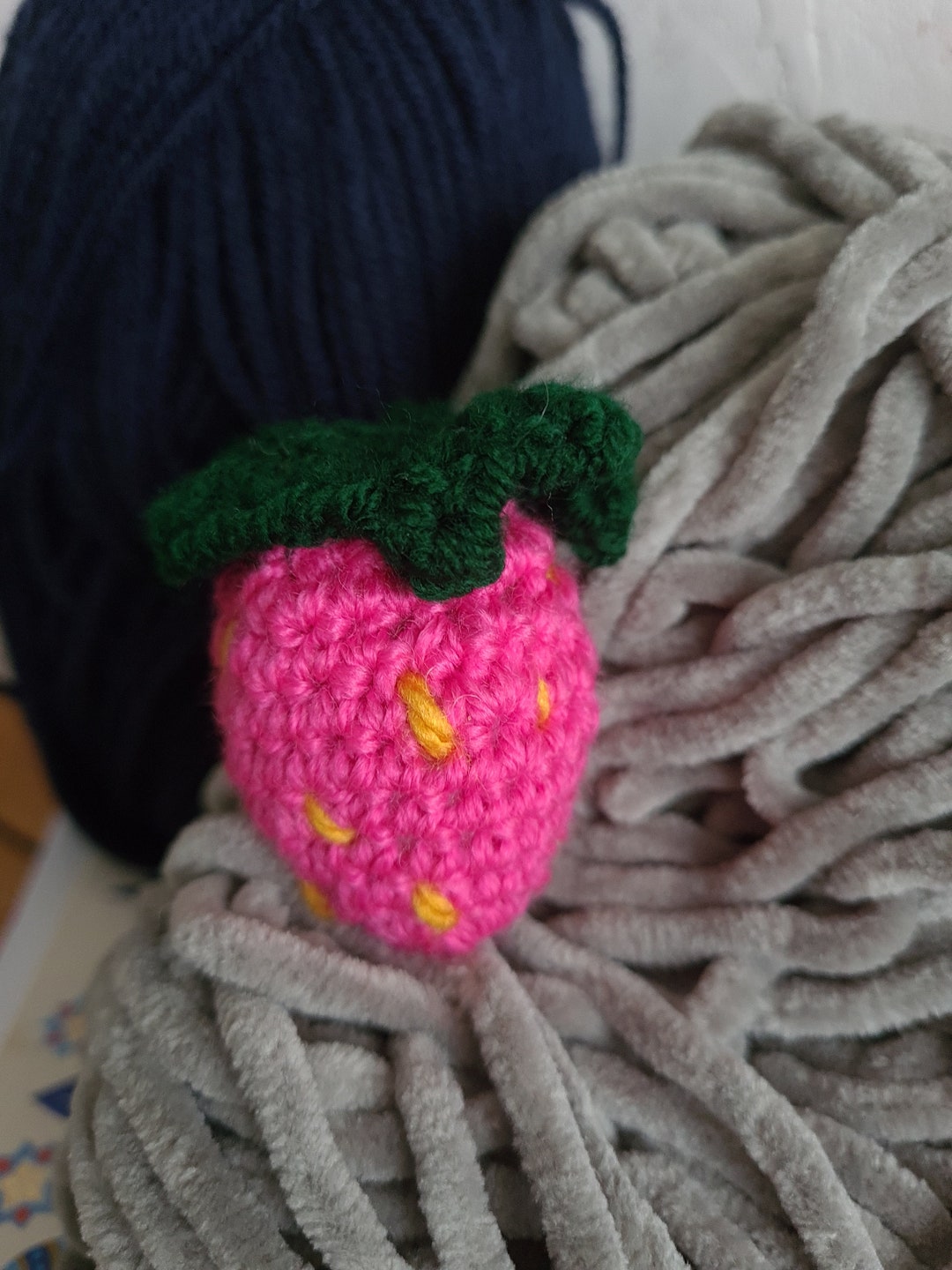 Crochet Raspberry, Amigurumi Inspired, Little Pink Kawaii Style Fruit ...