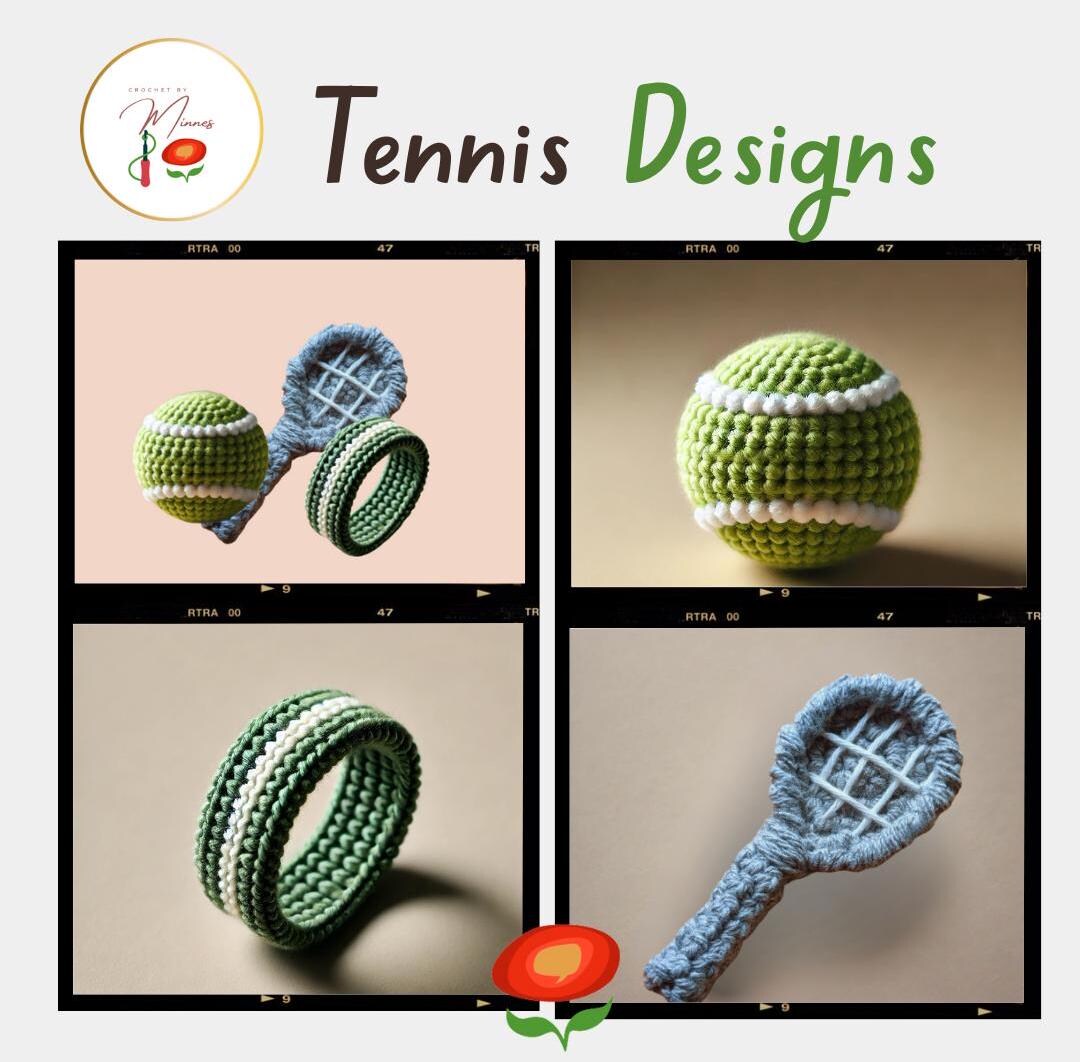 Tennis-themed Crochet Pattern Trio – Tennis Ball, Racket & Wristband ...