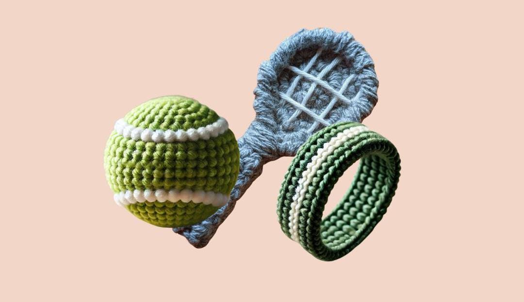 Tennis-themed Crochet Pattern Trio – Tennis Ball, Racket & Wristband ...