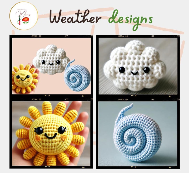 Crochet Pattern - Wind, Sun & Cloud Amigurumi – Beginner Friendly - Etsy