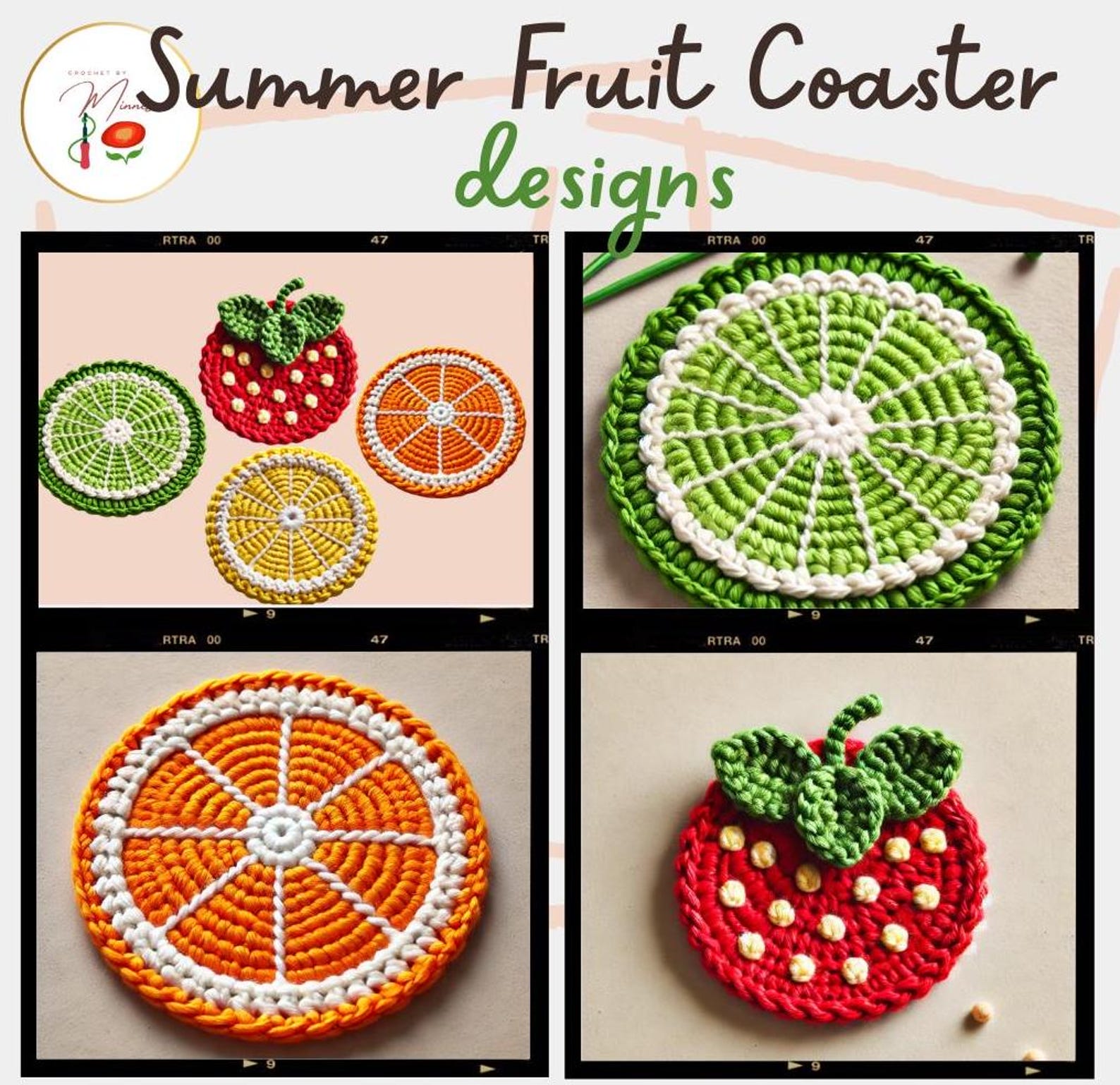 Crochet Summer Fruits Coaster Pattern: Beginner Friendly (PDF Pattern ...