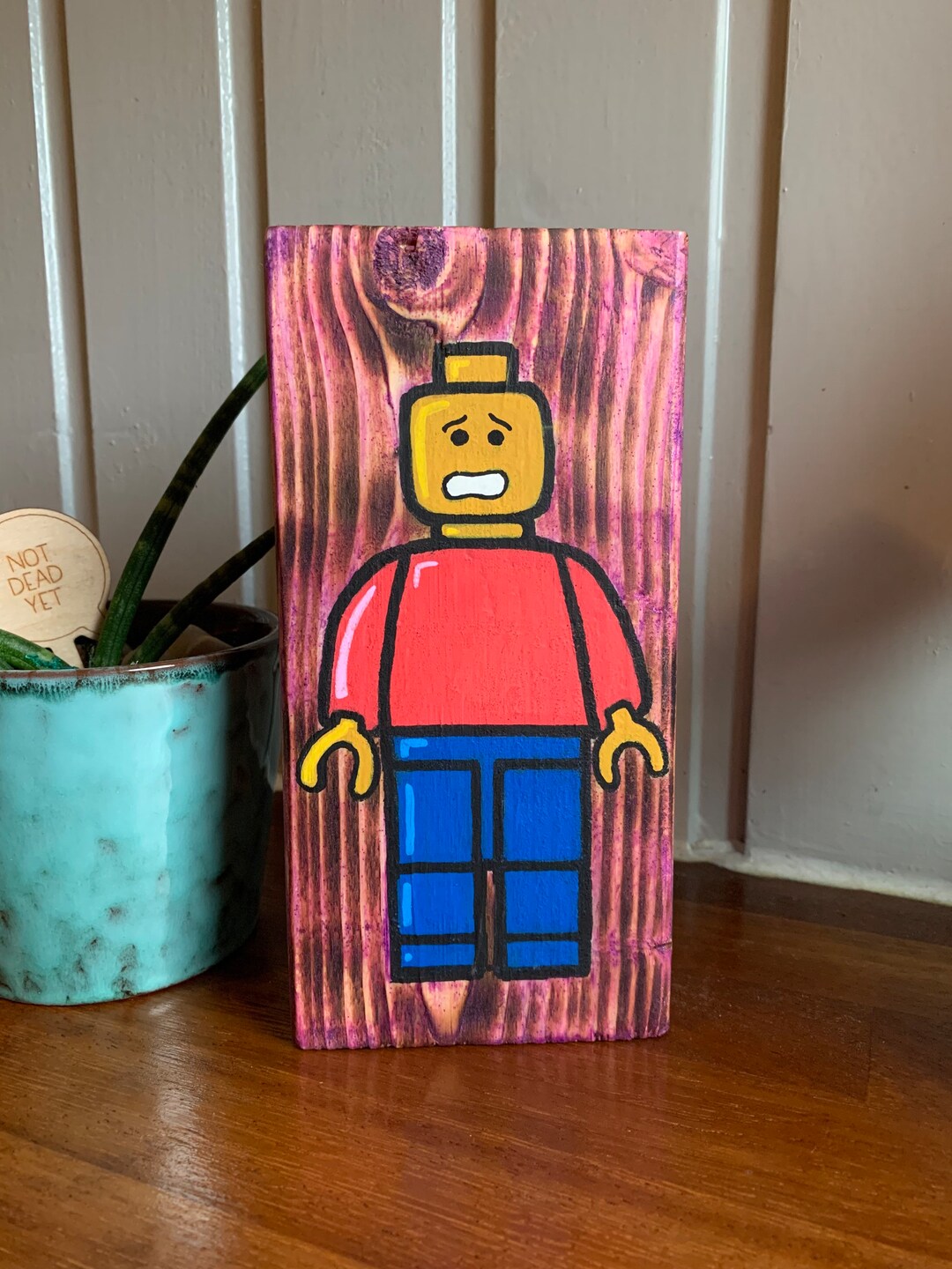 Brick Man Lego Person, Freestanding Acrylic Art on Solid Wood ...