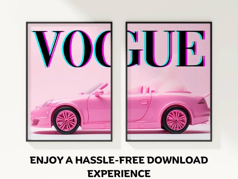 Light Pink Super Car Wall Art Printable, Magazine Iconic Wall Print ...