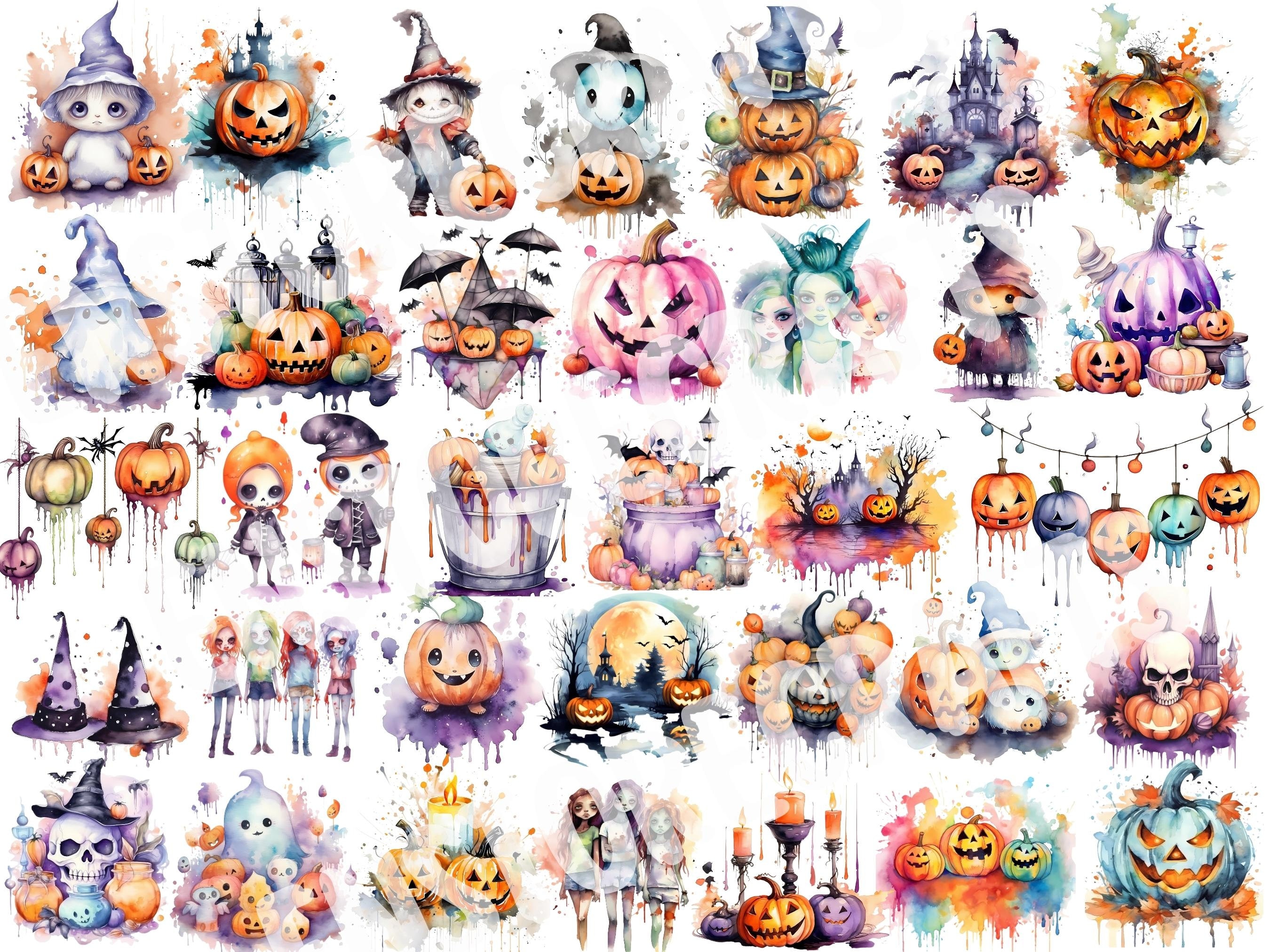 Watercolor Halloween Clipart Unique Designs Png Halloween - Etsy