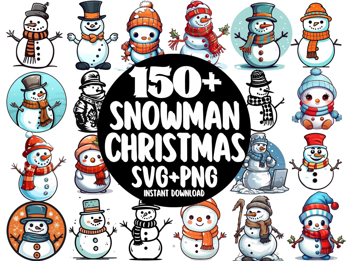 150 Snowman Face Svg, Snowman Svg Png, Christmas Svg Bundle, Snowman ...