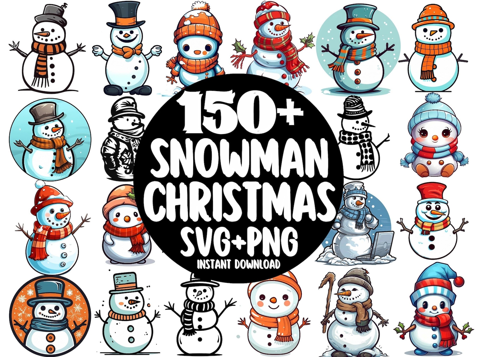 150 Snowman Face Svg, Snowman Svg Png, Christmas Svg Bundle, Snowman ...