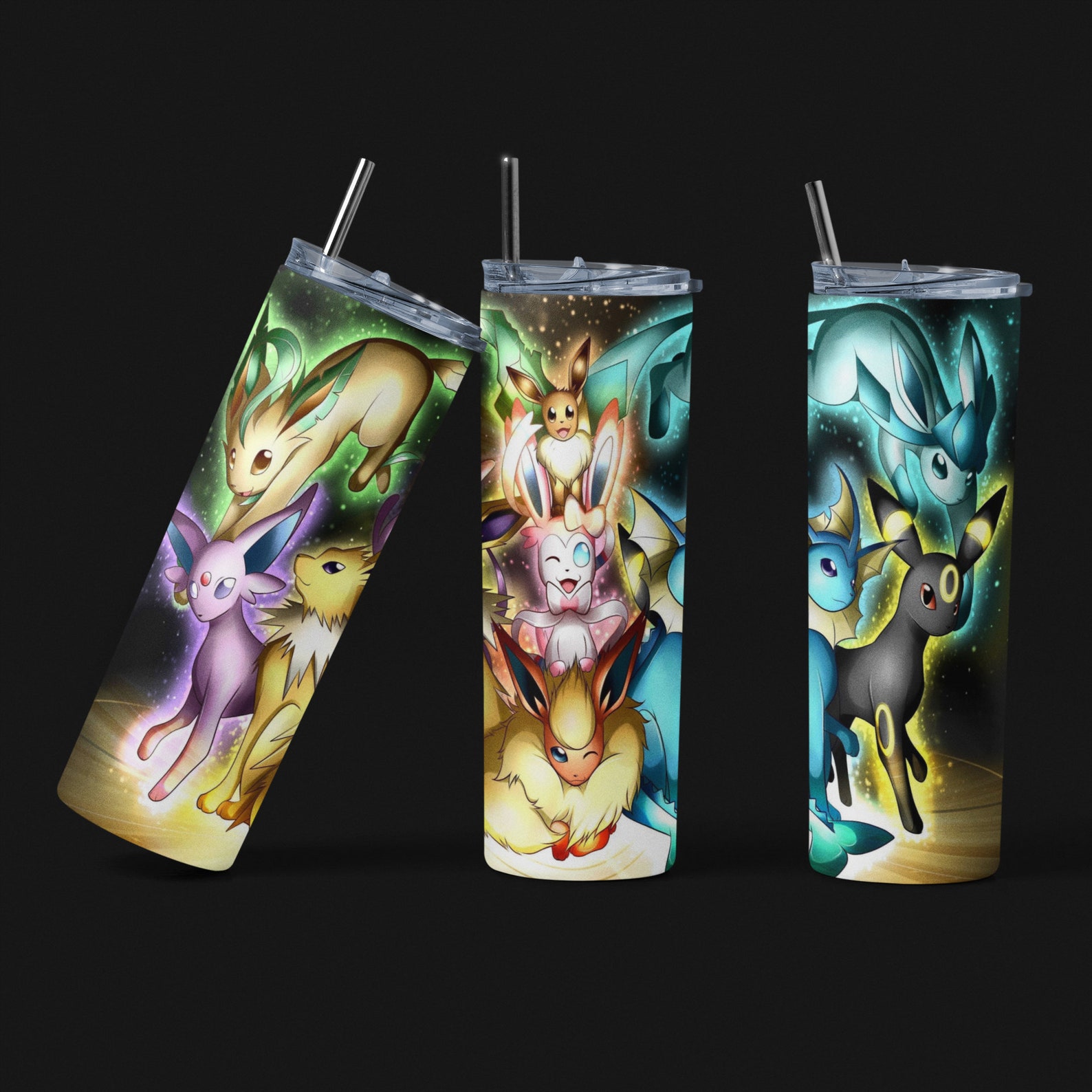 Eevee Evolutions Sublimation Tumbler Wrap - 20oz and Tapered, Pokemon ...