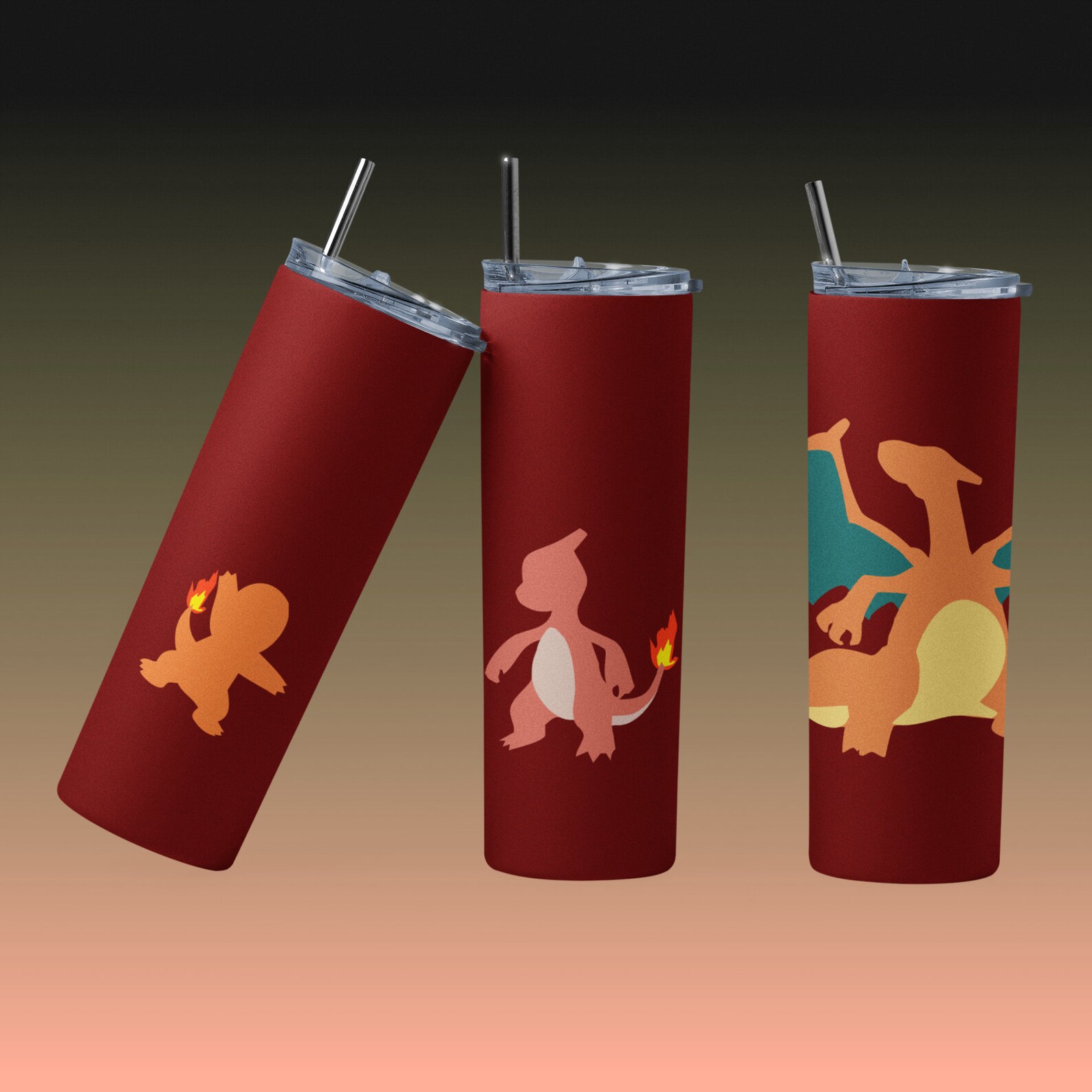 Pokemon- Charmander, Charizard, Charmeleon, 20 Oz Straight + 20oz ...