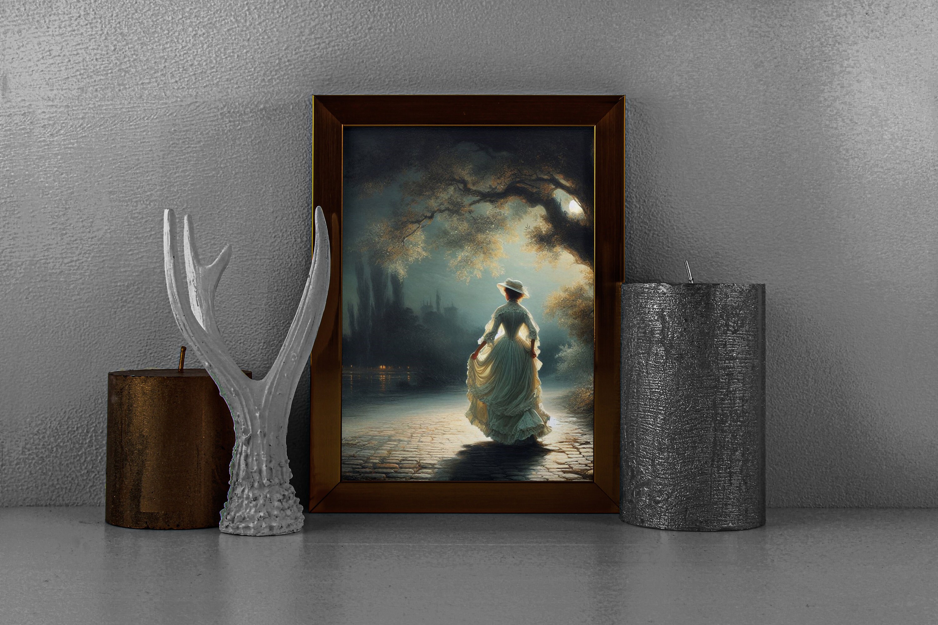PRINTABLE Beautiful Dark Oil Painting & Moonlight | Vintage Portrait ...