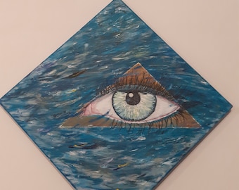 Geometric Eye in the Triangle Designed Wall Art. - Etsy
