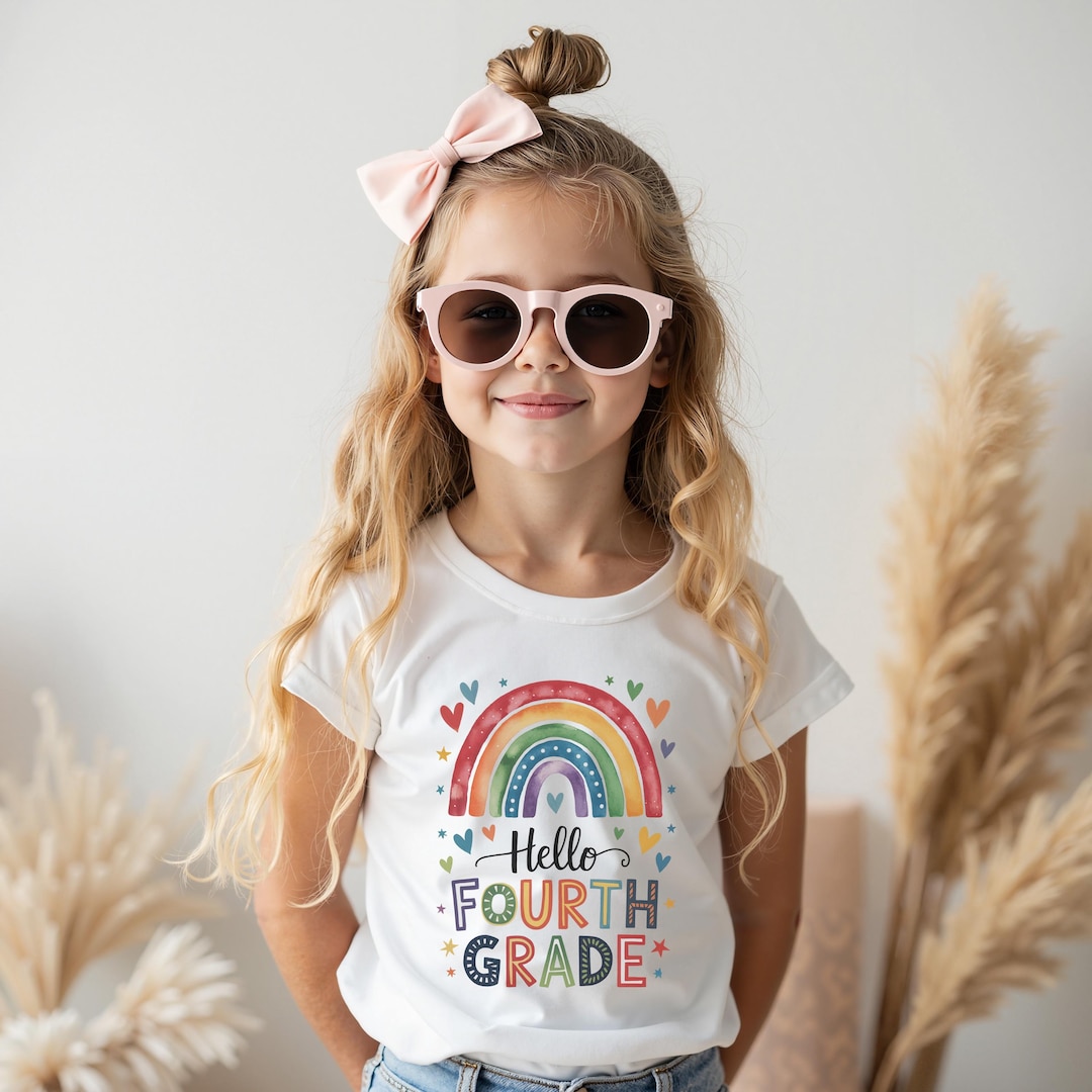 Hello Fourth Grade Shirt Rainbow First Day of School Outfit Cute Back ...