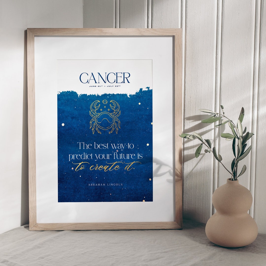 Cancer Zodiac Poster With Quote, Star Sign Wall Art, Digital Download ...