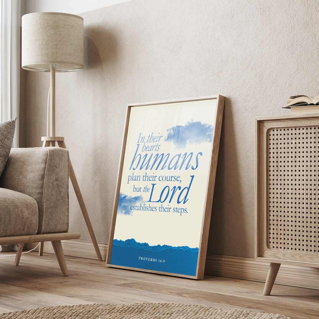 Christian Bible Verse Poster, Proverbs 16:9 - Etsy