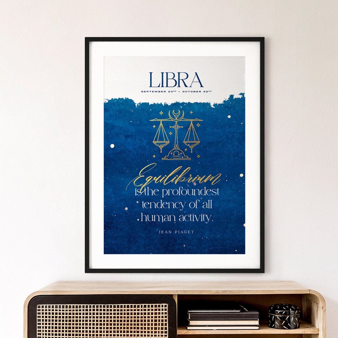 Libra Zodiac Poster With Quote, Star Sign Wall Art, Digital Download ...