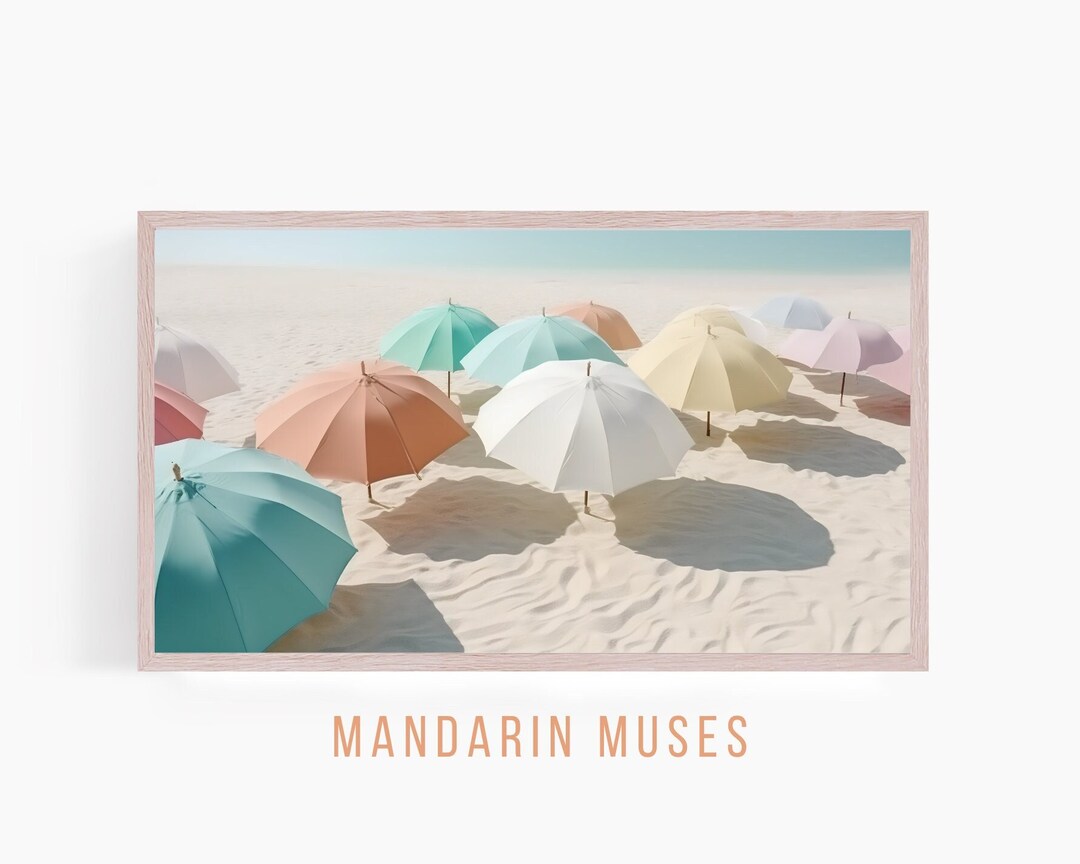 Pastel Beach Umbrellas Coastal Beachy Shabby Chic Serena Lily Pottery ...