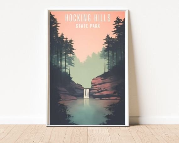 Hocking Hills State Park Printable Poster, Minimalist Ohio Art, Instant ...