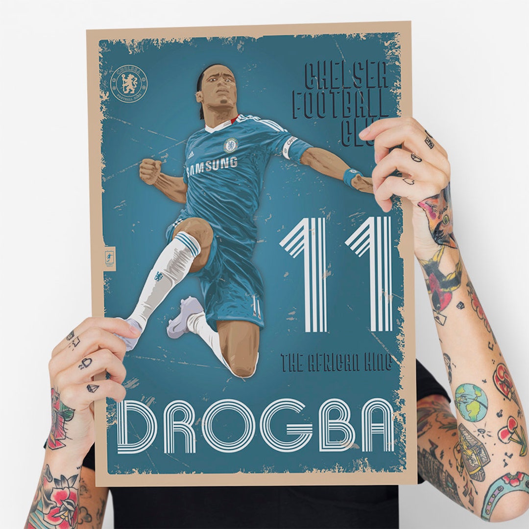 Retro Poster of Didier Drogba, Chelsea | Poster | Digital Download ...