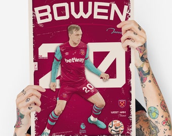 Jarrod Bowen ART PRINT West Ham United, Football, Sport, Gift, Wall Art ...
