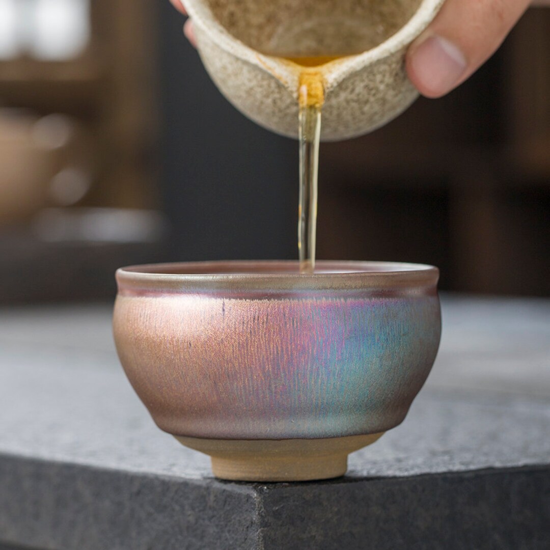 Tenmoku "rainbow" Tea Cup – Traditional Craftsmanship, Unique Tea Bowl ...