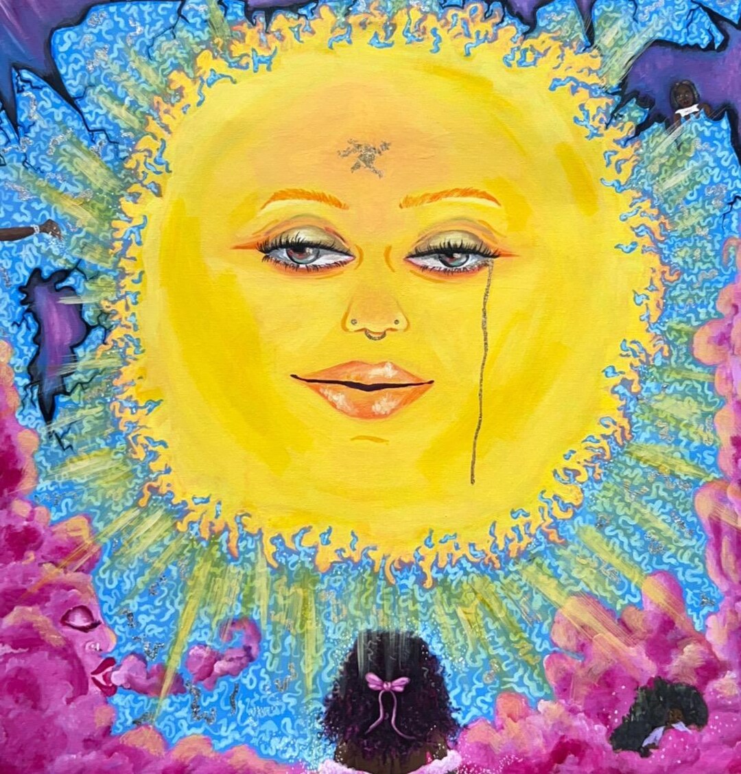 Original Crying Sun Mixed Media Painting - Etsy